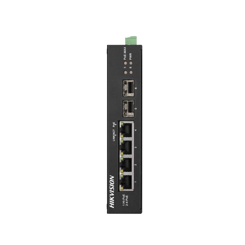 4 Port Gigabit Unmanaged Harsh POE Switch, Hikvision-DS-3T0506HP-E/HS